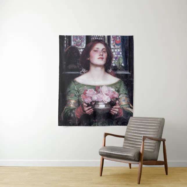 Lady and Roses, John William Waterhouse Tapestry | Zazzle