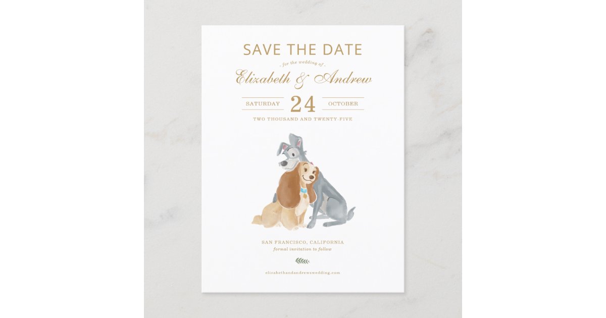 Lady and the Tramp Save the Date Postcard | Zazzle
