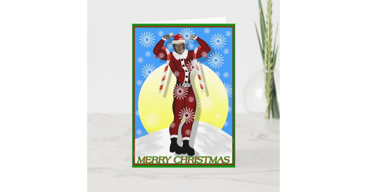 Lady Bodybuilder Merry Christmas Card | Zazzle