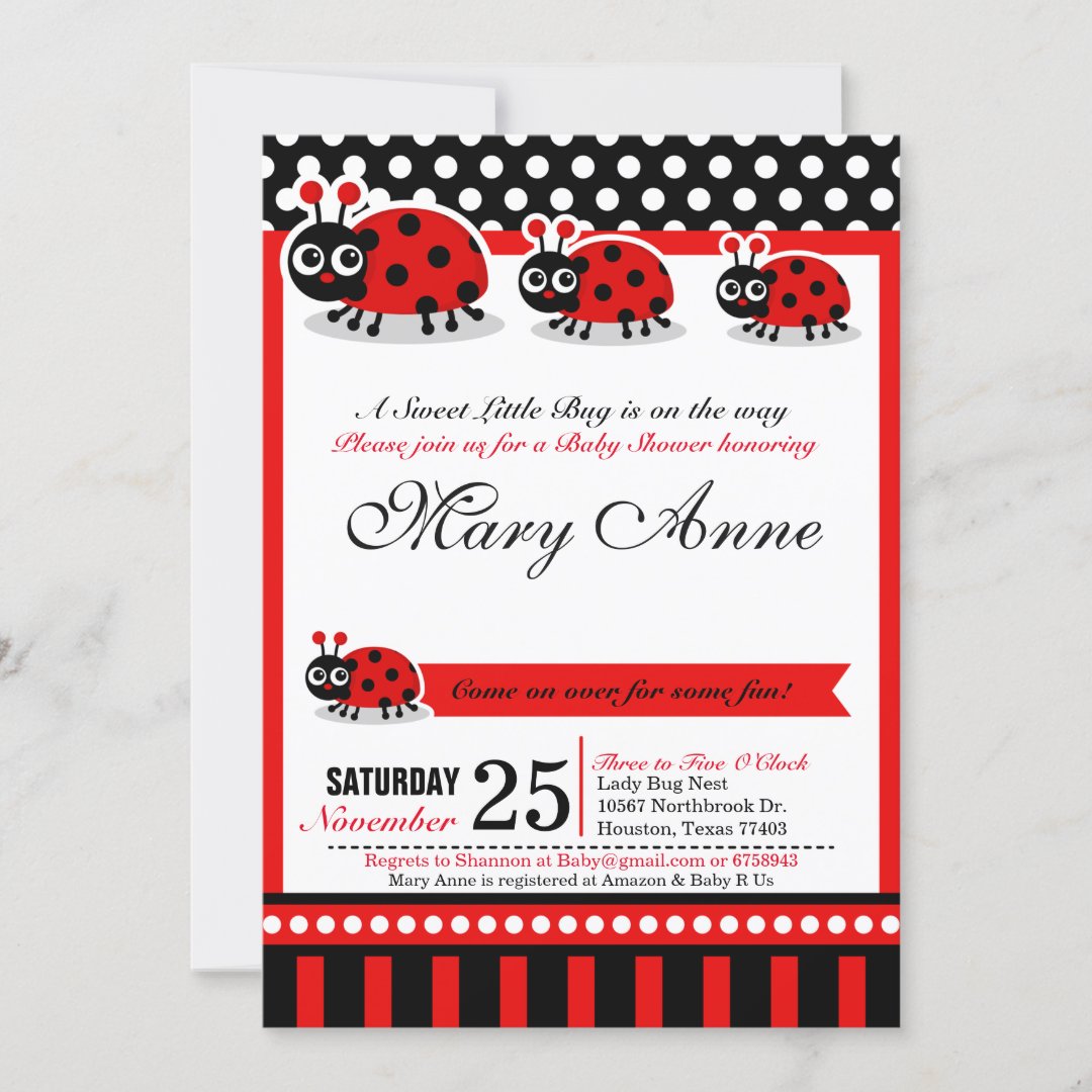 Lady Bug Baby Shower Invitation | Zazzle