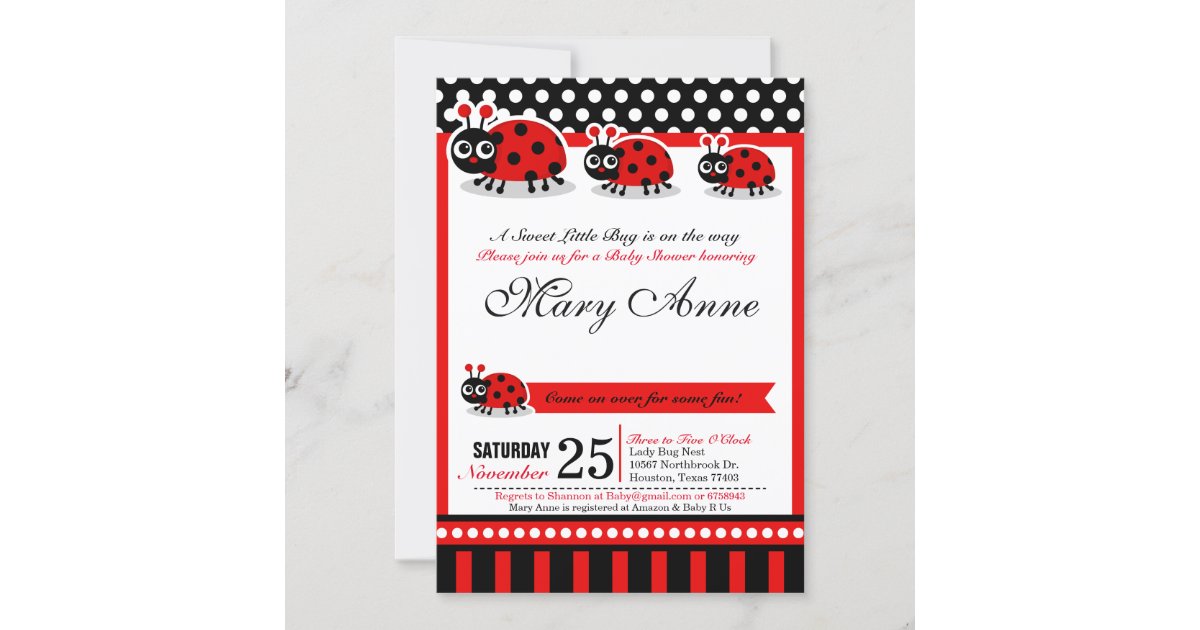 Lady Bug Baby Shower Invitation | Zazzle.com