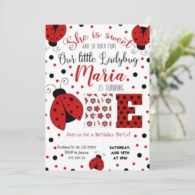 Lady bug Birthday Invitation | Zazzle