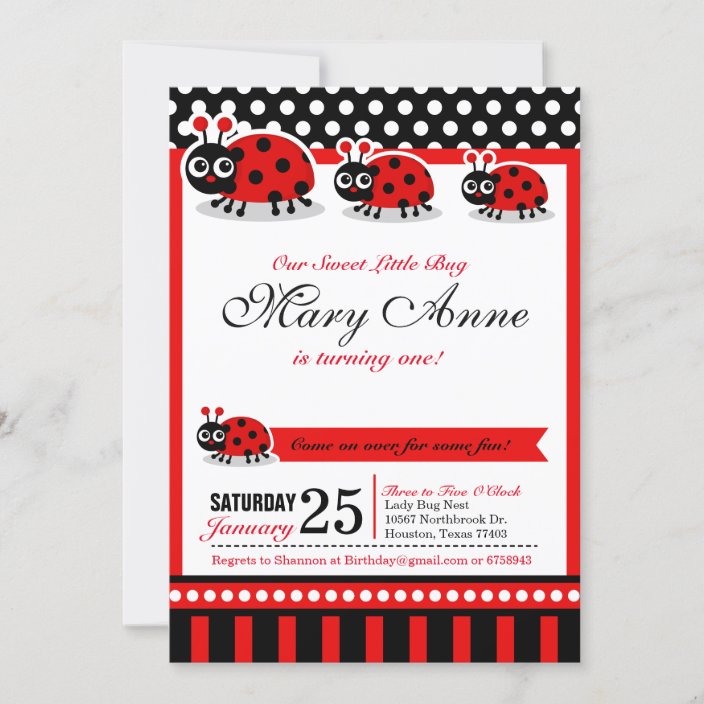 Lady Bug Birthday Party Invitation | Zazzle.com