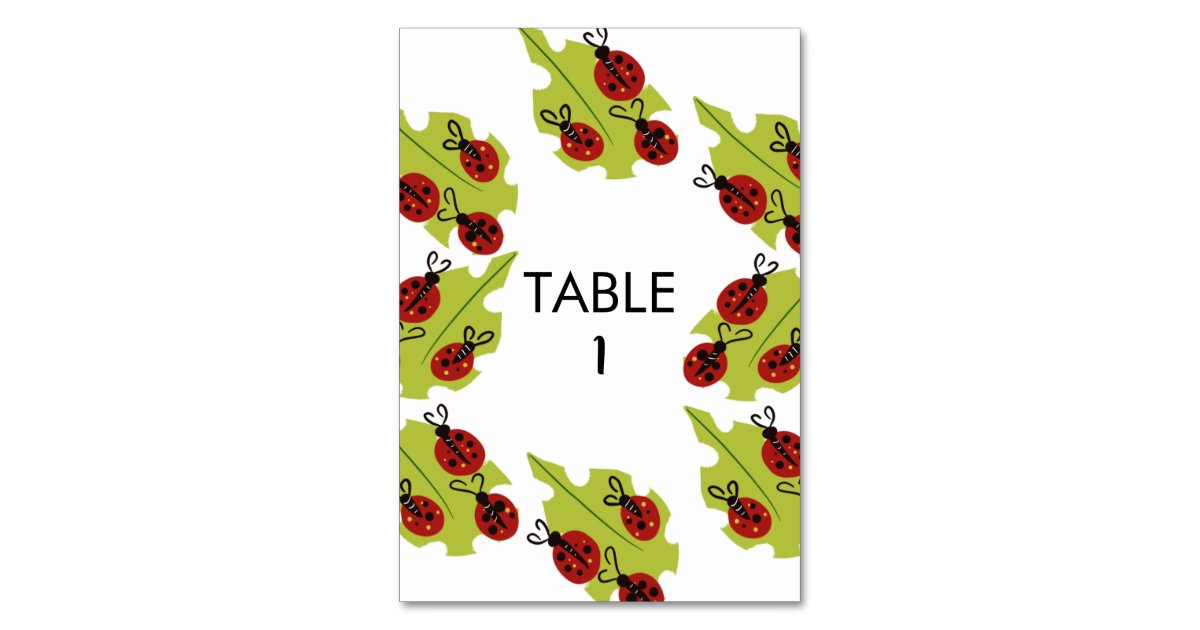 Lady Bug Drawing Birthday Table Card | Zazzle