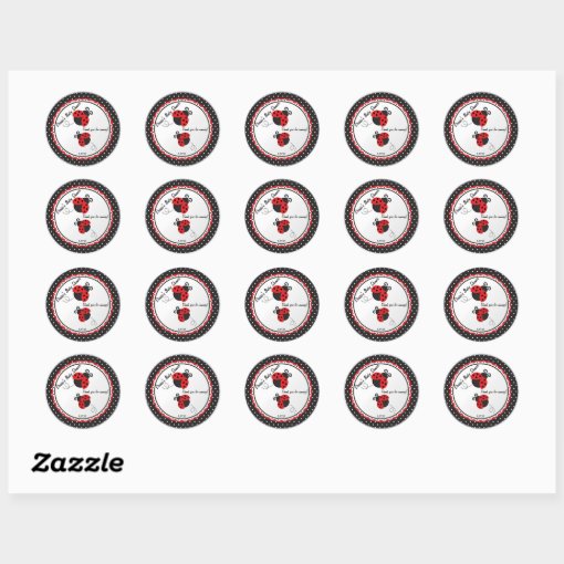 Lady Bug Label/Sticker Classic Round Sticker | Zazzle