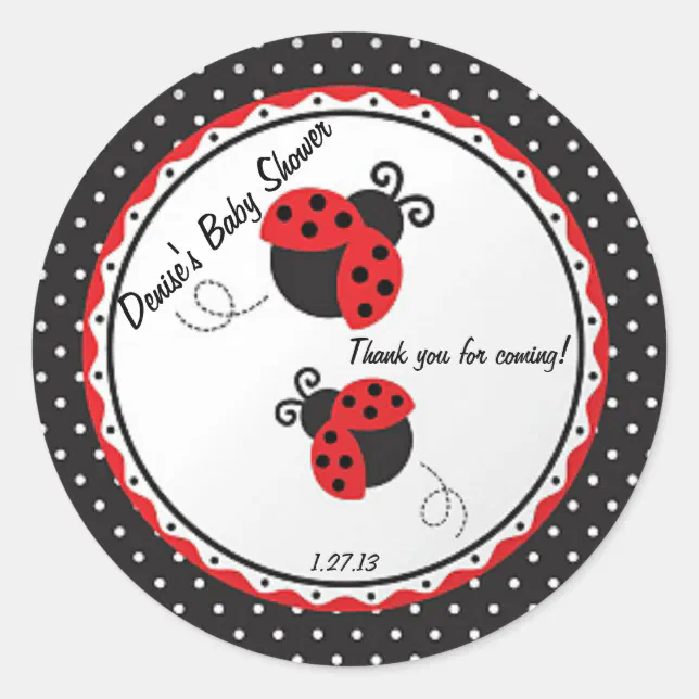 Lady Bug Label/Sticker Classic Round Sticker | Zazzle