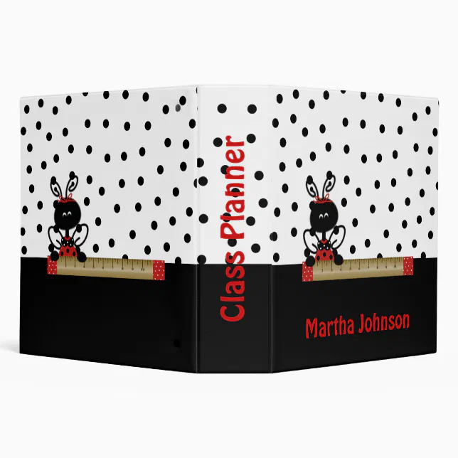 Lady Bug with Ruler Teacher's Class Planner Binder | Zazzle