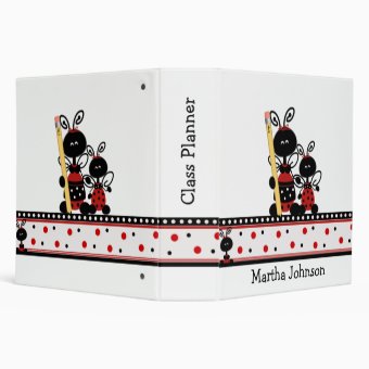 Lady Bugs with Pencil Teacher's Class Planner Binder | Zazzle