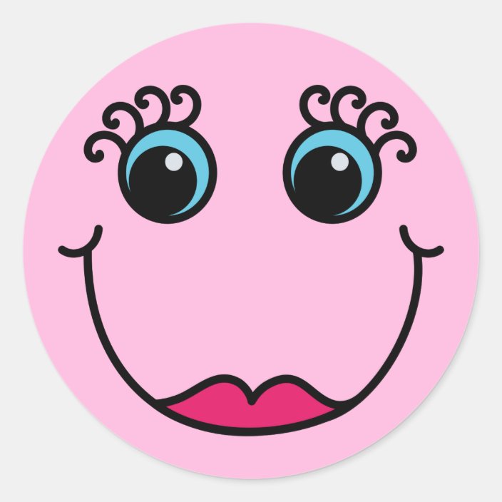Lady Emoji Face Light Pink Classic Round Sticker | Zazzle.com