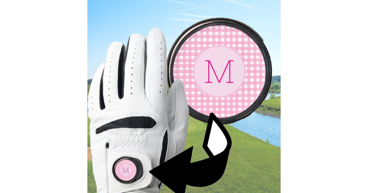 Lady Golfer Pink Gingham Preppy Custom Ladies Golf Glove | Zazzle