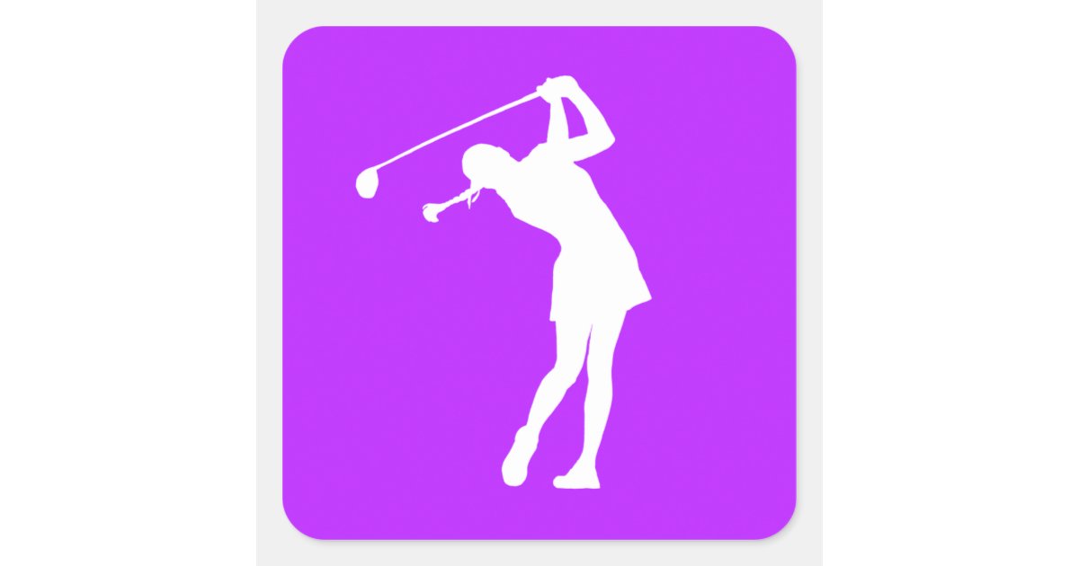 Lady Golfer Silhouette Sticker Purple | Zazzle