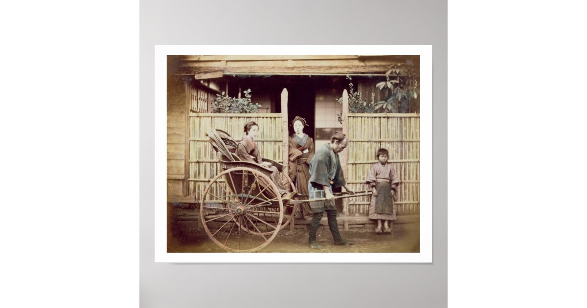 Lady in a rickshaw, c.1890s (coloured photo) poster | Zazzle