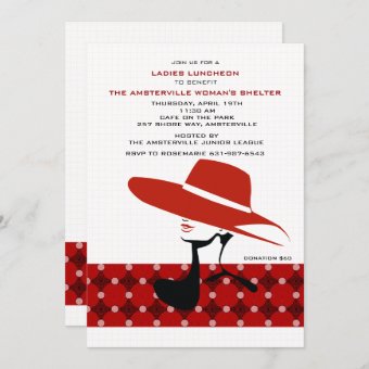 Lady in Red Hat Invitation | Zazzle
