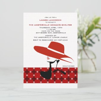 Lady in Red Hat Invitation | Zazzle