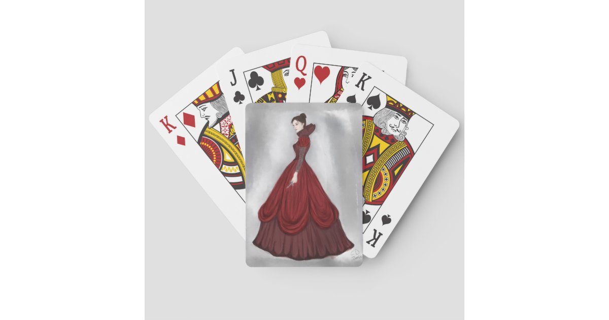 Lady In Red Poster bigger Postcard Poker Cards | Zazzle