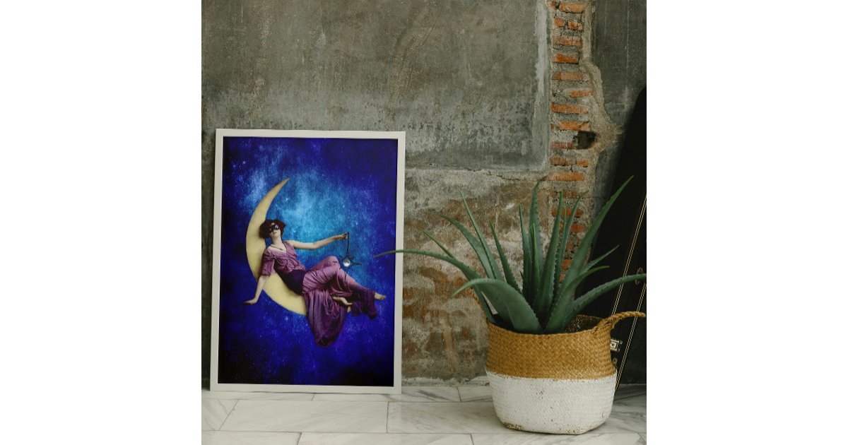 Lady in the Moon Decoupage Paper | Zazzle