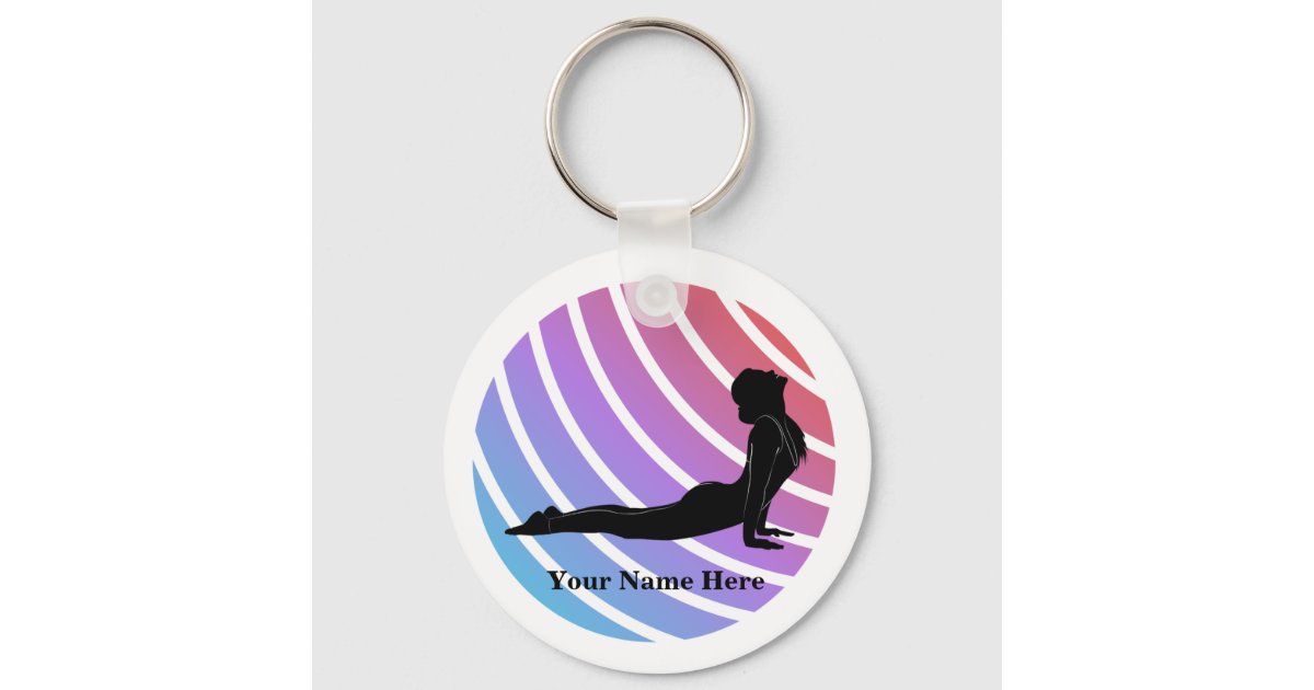 Lady in Yoga Pose Keychain | Zazzle