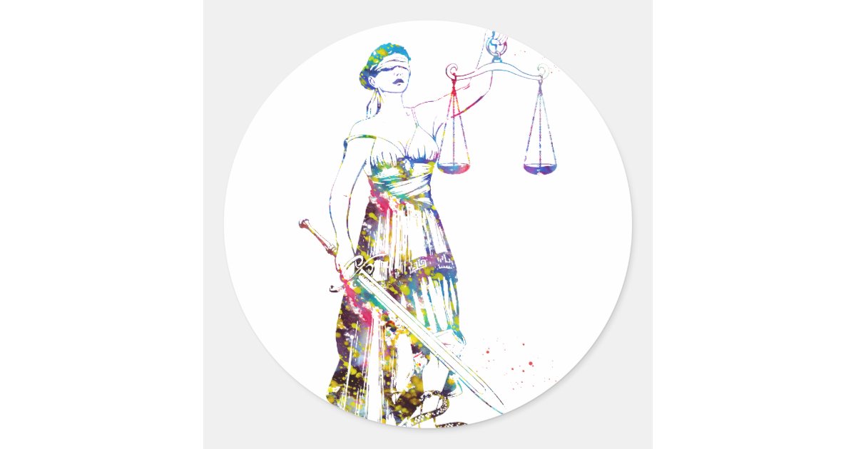 Lady Justice Classic Round Sticker | Zazzle