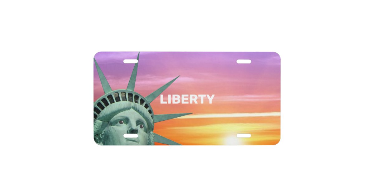 Lady Liberty and Sunrise License Plate | Zazzle