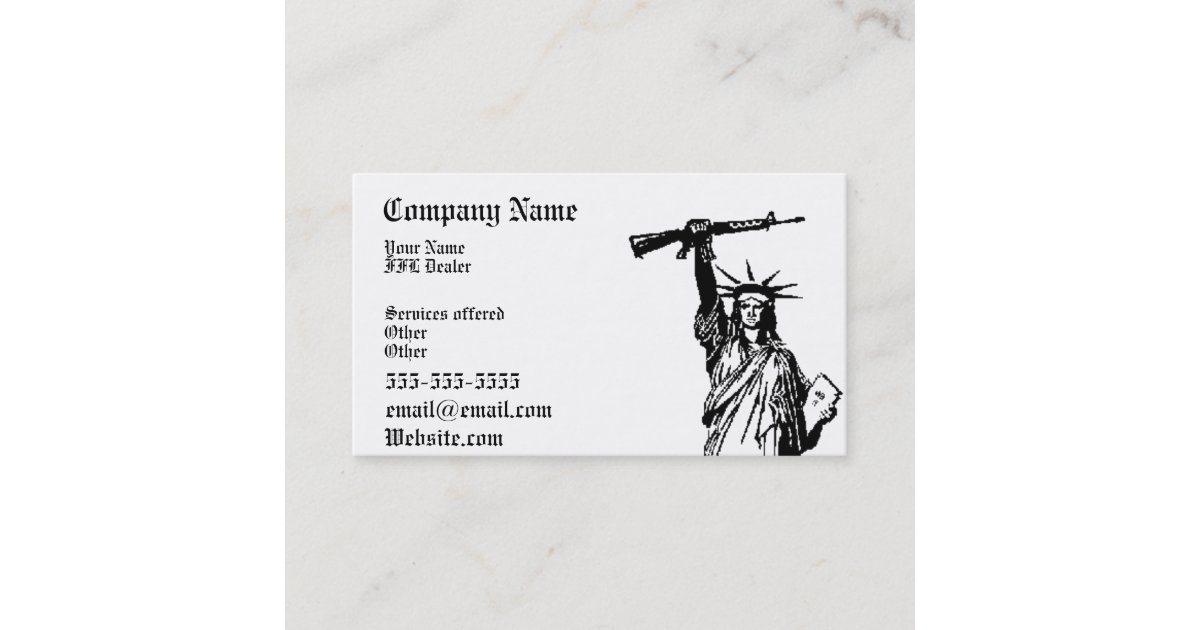 Lady Liberty FFL dealer business card | Zazzle