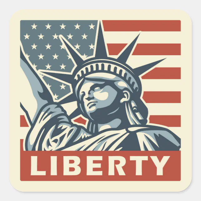 Lady Liberty Square Sticker | Zazzle