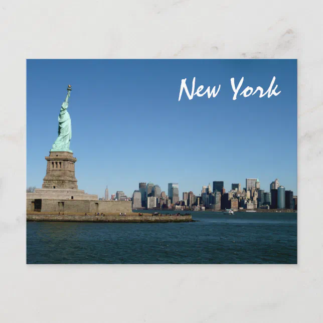 Lady Liberty Watches Over NYC (color) Postcard | Zazzle