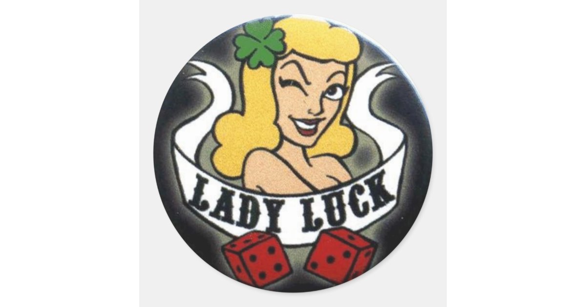 Lady Luck Classic Round Sticker | Zazzle