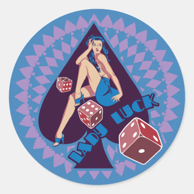 Lady Luck Classic Round Sticker | Zazzle