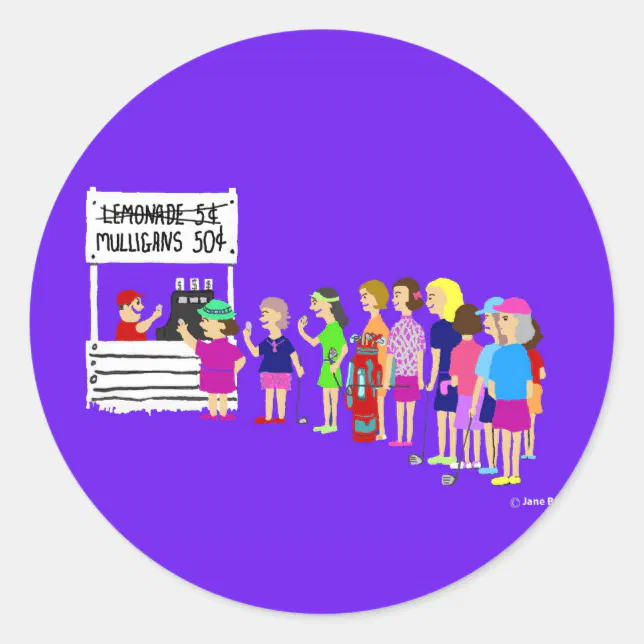 Lady Mulligan Golf Cartoon Stickers | Zazzle