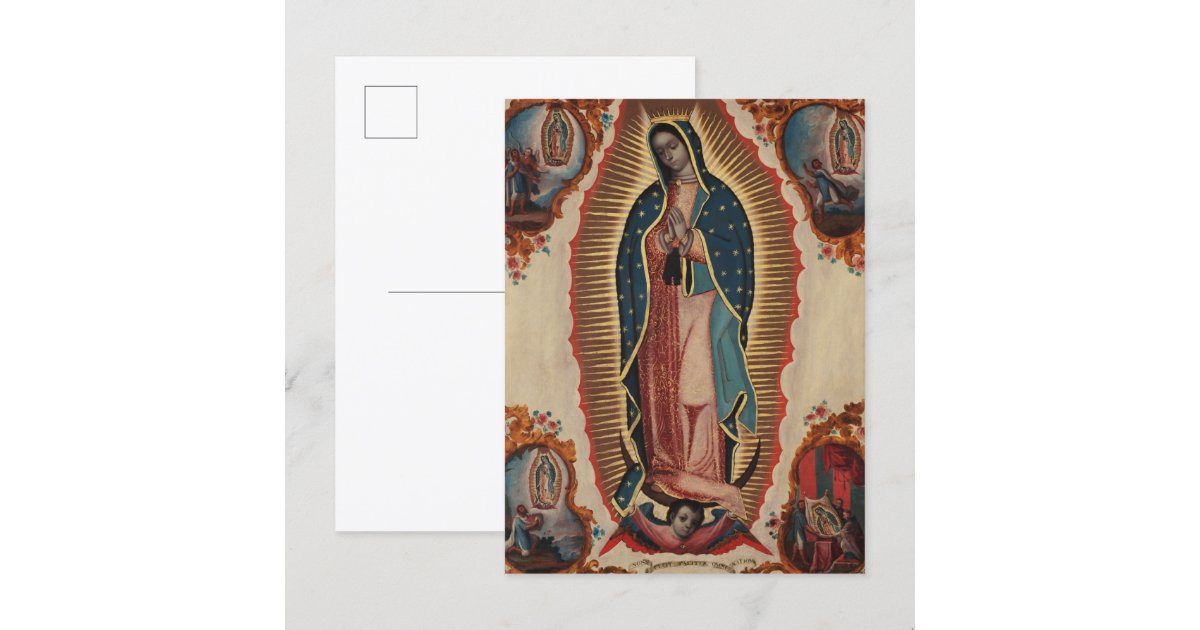 Lady of Guadalupe, 1780 by Sebastian Zalcedo Invitation Postcard | Zazzle