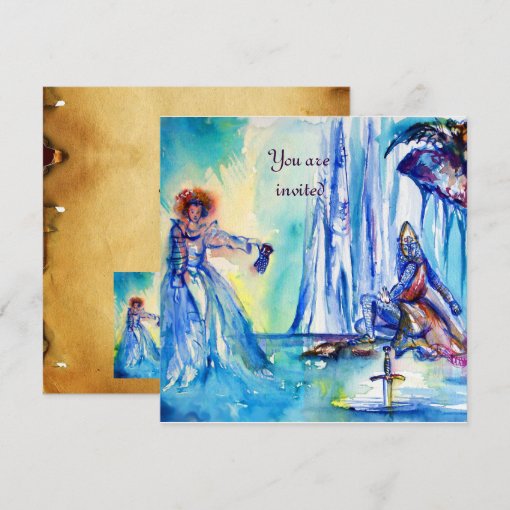 LADY OF LAKE EXCALIBUR Magic and Mystery Parchment Invitation | Zazzle