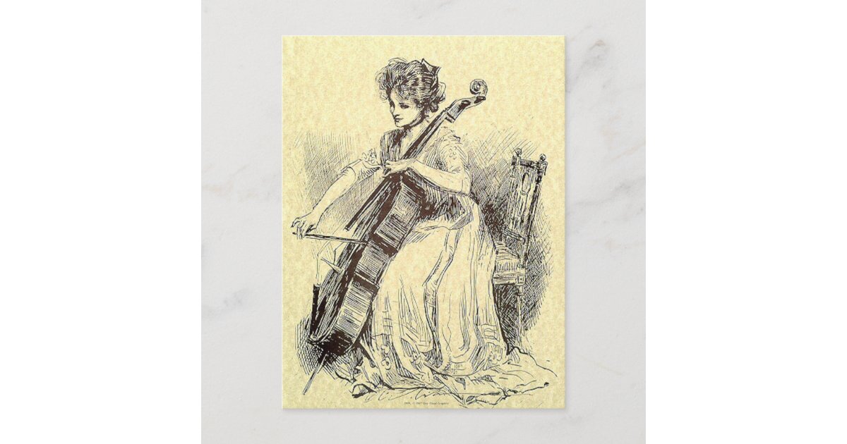 Lady Playing Cello Postcard | Zazzle