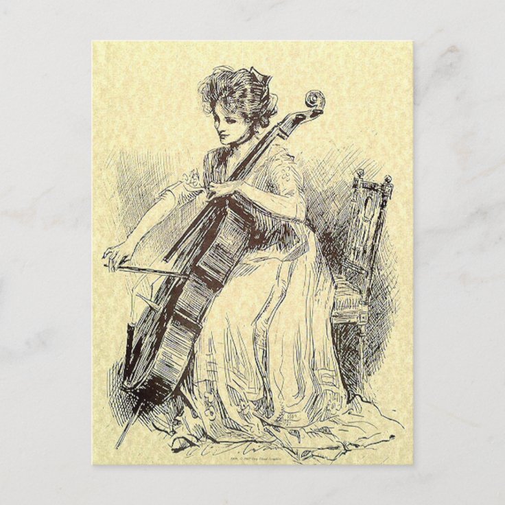 Lady Playing Cello Postcard | Zazzle