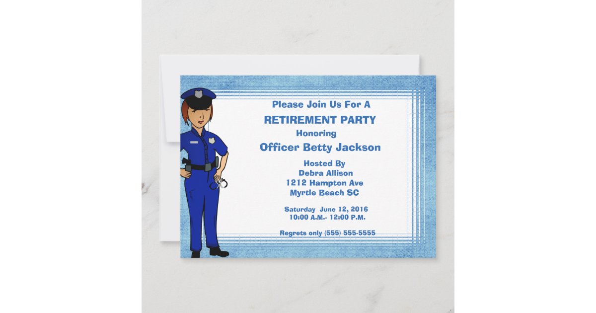 Lady Police Officer Retirement Invitation | Zazzle