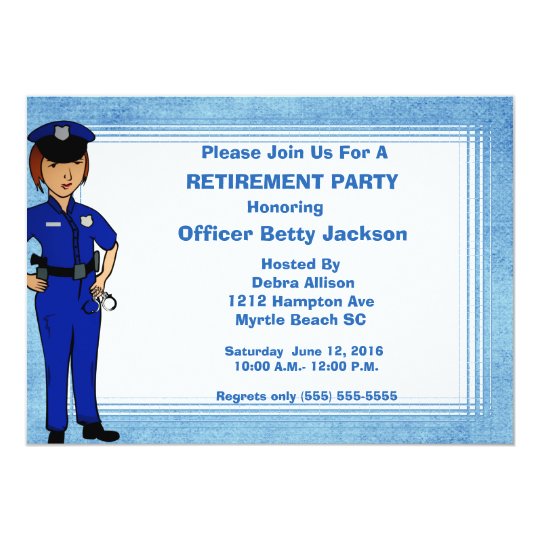Lady Police Officer Retirement Invitation | Zazzle.com