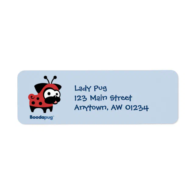 Lady Pug Return Address Label (blue) | Zazzle