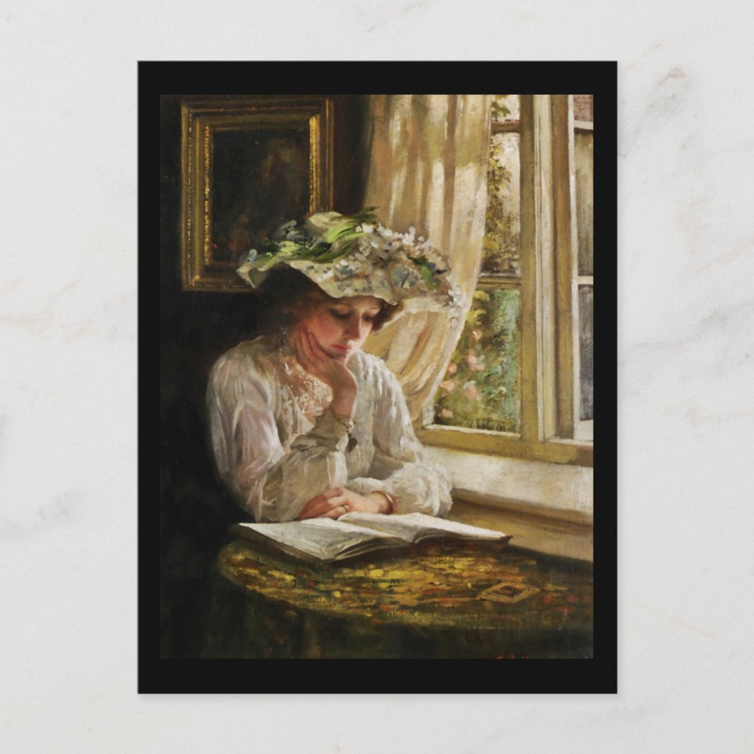 Lady Reading by Window Postcard | Zazzle