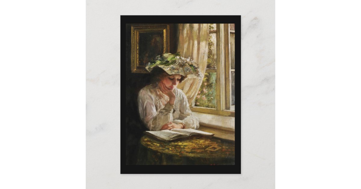 Lady Reading by Window Postcard | Zazzle