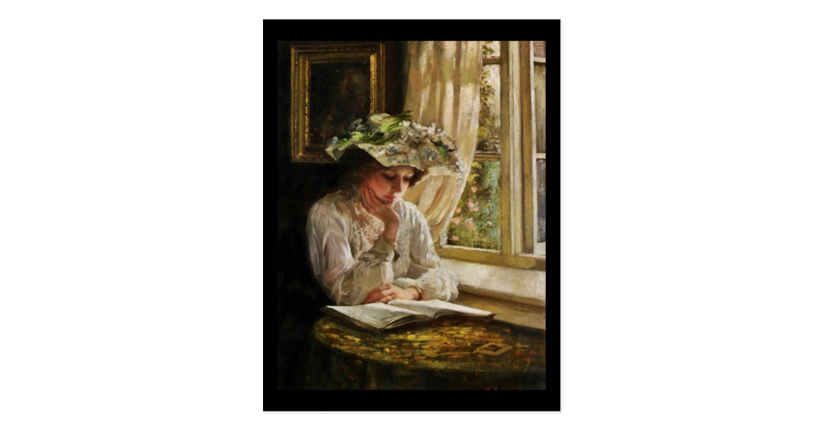 Lady Reading by Window Postcard | Zazzle.com