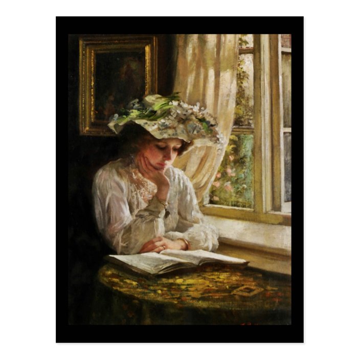 Lady Reading by Window Postcard | Zazzle.com