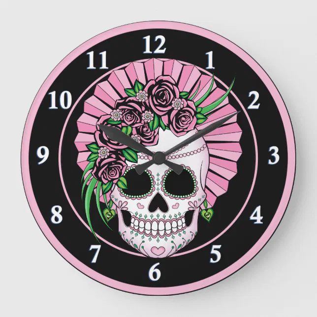 Lady Sugar Skull Large Clock | Zazzle