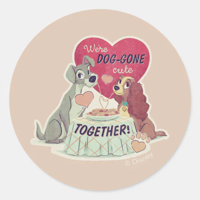 Lady & the Tramp Classic Round Sticker | Zazzle