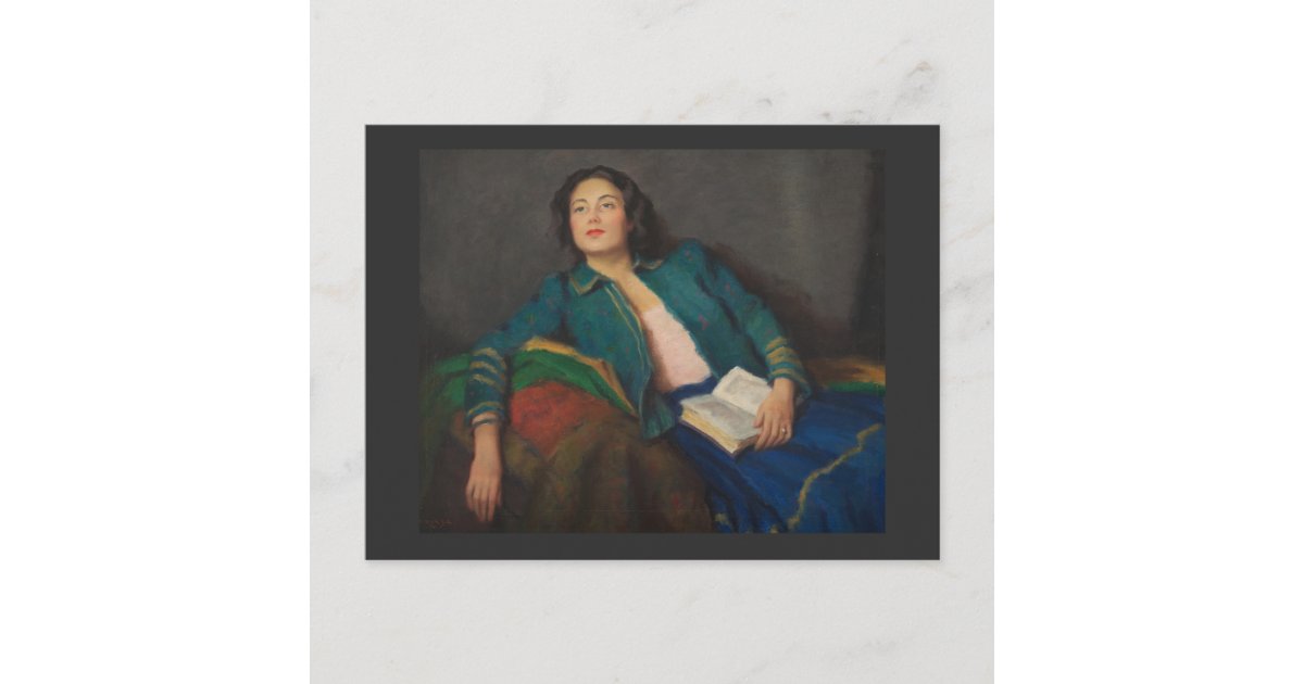 Lady with Book Postcard | Zazzle