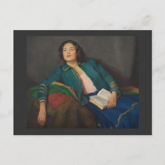 Lady with Book Postcard | Zazzle