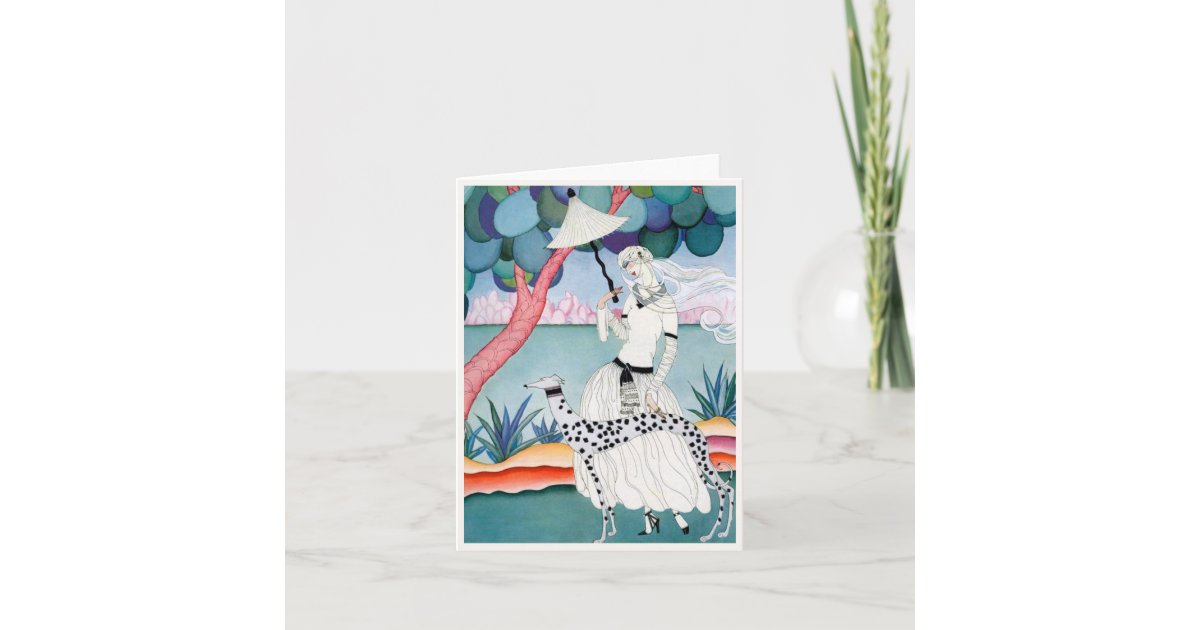Lady with Dalmatian Dog - Helen Dryden Card | Zazzle