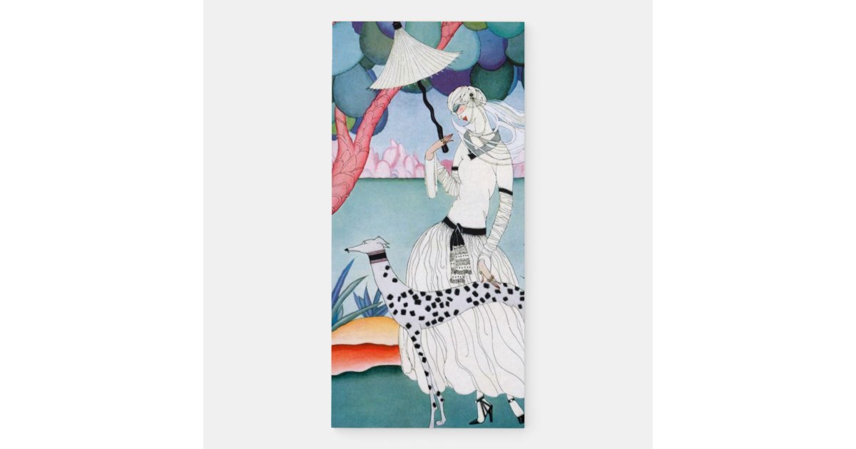Lady with Dalmatian Dog - Helen Dryden Magnetic Notepad | Zazzle