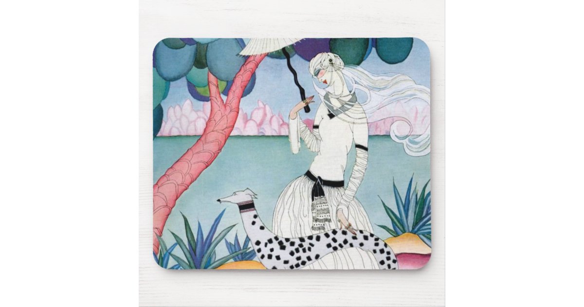 Lady with Dalmatian Dog - Helen Dryden Mouse Pad | Zazzle