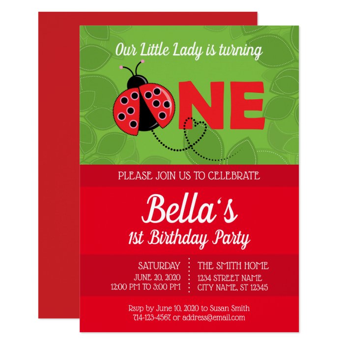 Ladybug 1st Birthday Invitation with picture | Zazzle.com