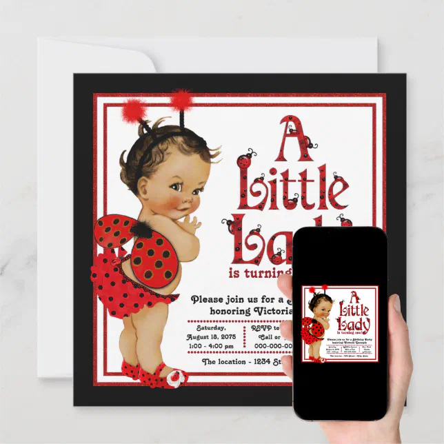 Ladybug 1st Birthday Party Invitations | Zazzle