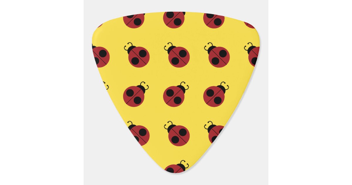 Ladybug 60s retro cool red yellow guitar pick | Zazzle